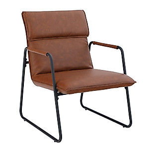 ALPHA HOME Living Room Accent Chair Sofa Chair Lounge Chair with Metal Leg for Home Office Study Living Room Vanity Bedroom,Brown