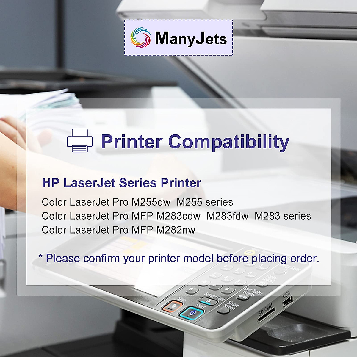 ManyJets 206A Compatible Toner Cartridge Replacement for HP 206A W2110A 206X W2110X Black Work with HP Laserjet Pro M283fdw M255dw M283cdw M282nw Printer (NO CHIP,Black,2-Pack)