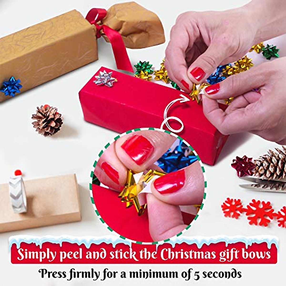 Small Christmas Bows for Gift Wrapping - 120 Pieces Gift Bows for Christmas Presents - Holiday Bows as Christmas Bows for Presents - Christmas Present Bows for Any Holiday Season