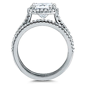 Kobelli Cushion Brilliant Moissanite Halo Bridal Wedding Rings Set 2 3/8 CTW 14k White Gold, 8