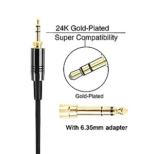 Alitutumao Q701 Cable, Replacement Spring Coiled Audio Cable Cord Compatible with AKG K240, K240S, K240MK II, K702, K141, K171, K181, K271, MKII, M220, Pioneer HDJ-2000 Headphones with 6.35mm Adapter