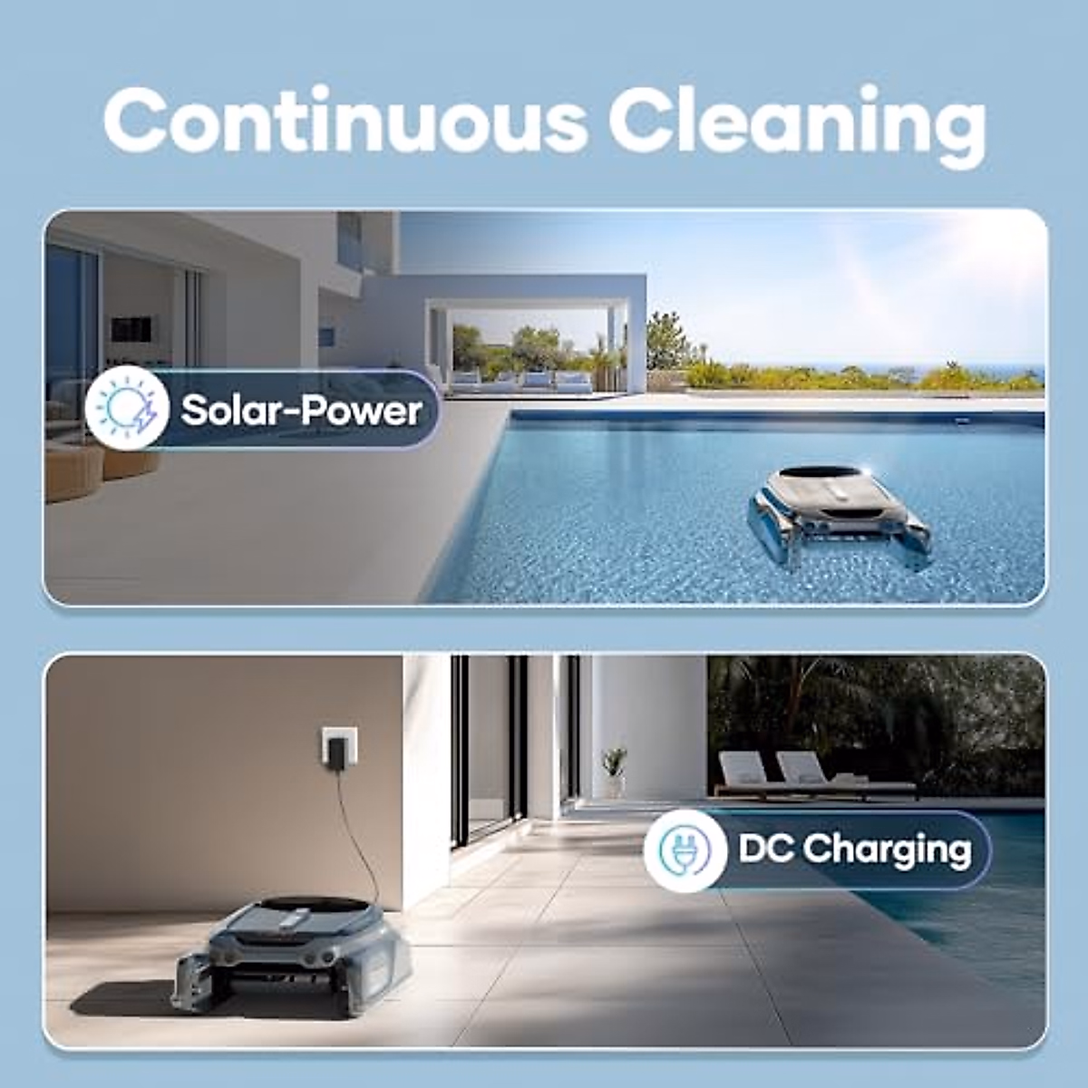 AIPER Solar Pool Skimmer Pool Surface Cleaning Robot with APP Support, Solar Powered and DC Charging for Continuous Cleaning, Pool Temperature Monitor