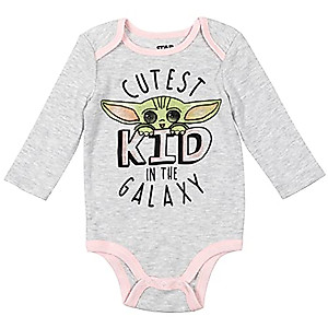 STAR WARS The Mandalorian Grogu Newborn Baby Girls 3 Pack Bodysuits Multicolor 0-3 Months