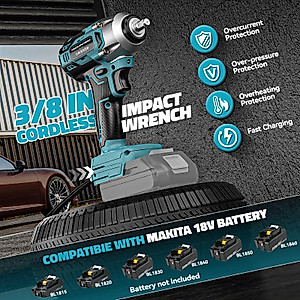 DIYtoolifz Cordless Impact Wrench for Makita 18v Battery: 250Ft-lbs(340N.m) 3/8 inch Brushless Electric Impact Gun, 2400RPM High Torque Impact Driver, Power Impact Wrench, Bare Tool Only