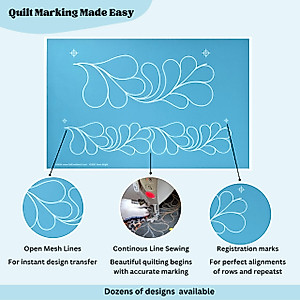 Full Line Stencil- Feather Border Stencil - Continuous Line Template for Free Motion Quilting, Domestic Machine Quilting, Hand Quilting, Long-Arm Quilting (60034)