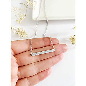 Altitude Boutique Minimalist Bar Necklace Simple Horizontal Bar Necklace for Women (Silver)