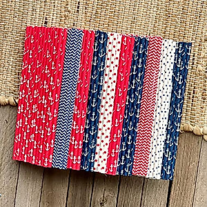 Bulk Anchor Nautical Theme Paper Straws - Navy Blue Red and White Party Supplies - 250 Pack Outside the Box Papers Brand
