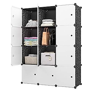 KOUSI Large Cube Storage -(12 Cubes) Organizer Shelves Clothes Dresser Closet Storage Organizer Cabinet Shelving Bookshelf Toy Organizer (42"x18"x56")