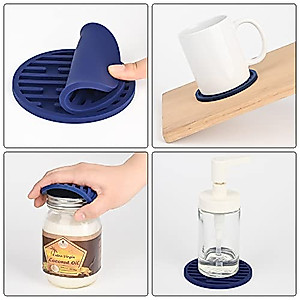 Smithcraft Silicone Coasters for Drinks, Coaster Set of 8, Drink Coasters for Coffee Table, Cute Cup Coasters with Holder, Hot or Cool Coasters for Bar Suitable for All Kinds of Cups and Glasses Blue