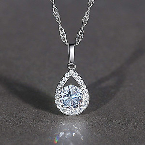 Ruzzykea Women Wedding Bridesmaid Jewelry Set Zirconia Teardrop Dangle Hoop Earrings Necklace Set for Bride Prom Party