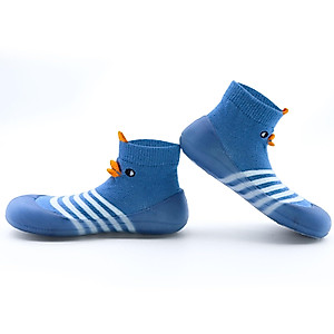 Dexspoeny Baby Shoes-Baby Sock Shoes 12-15 Months 1 Pair Baby Girl Slippers Non Slip Sock Shoes Baby Walking Shoes Soft Rubber Toddler Boy Shoes for Baby Boy Girls Infant Blue