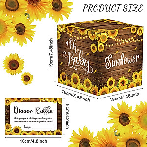 50 Pieces Diaper Raffle Tickets with Diaper Raffle Card Box Sunflower Baby Shower Diaper Raffle Game Box Advice Cards Baby Shower Diaper Raffle Game Kit for Boys Girls Gender Reveal Party