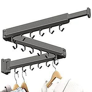 HEILAIYI Laundry Drying Rack Wall Mounted,Clothes Drying Rack,Drying Rack Clothing,Clothes Rack,Laundry Hanger Rack,Laundry Clothes Hanger,Laundry Rack Wall Mount,Retractable,Collapsible,Grey Color