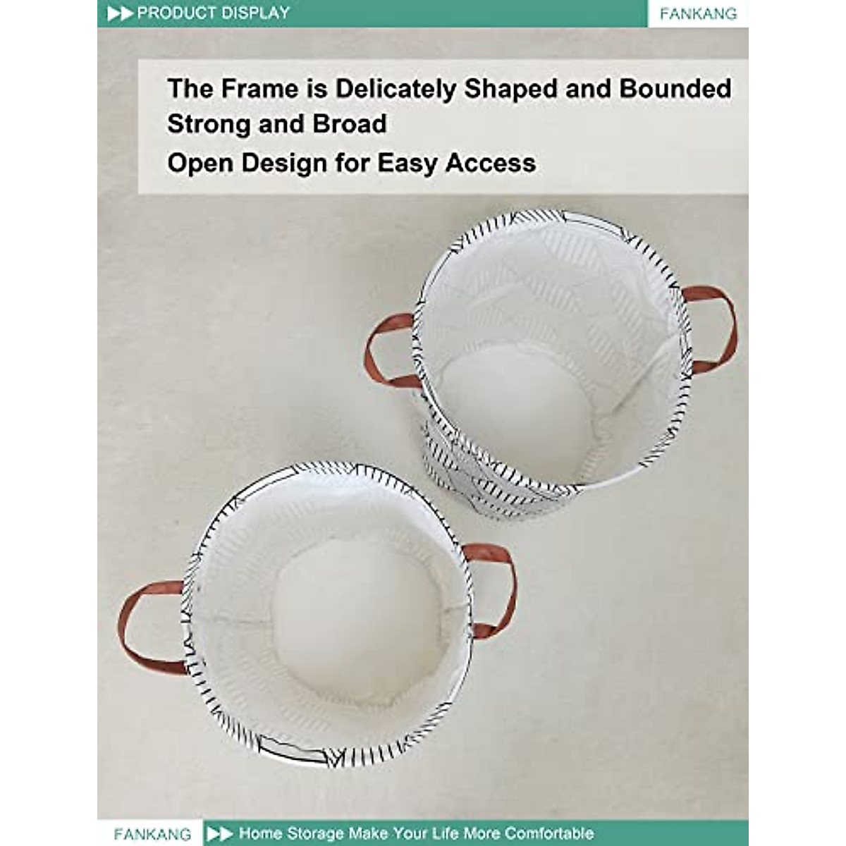 FANKANG 2 Packs Round Storage Basket Bins Collapsible Fabric Shelf Organizer for Storing Makeup, Baby Toys,Books, Office Supplies, etc（2-White Magic Cube）