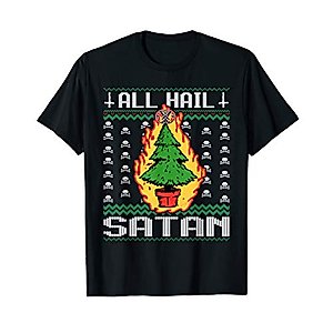 All Hail Satan Gift 666 Satanic Occult Ugly Christmas T-Shirt