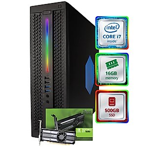 HP Elite RGB Gaming Desktop Computer | Intel Quad Core i7 (4.0GHz Turbo) | GeForce GT 1030 (2GB) GPU | 16GB DDR4 RAM | 500GB Solid State SSD | 5G-WiFi + Bluetooth | Win 10 Gaming PC (Renewed)