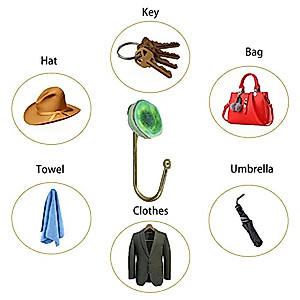 Mascot Hardware Crackle Glaze 5-1/5 in. Green & Gold Single Hook, Wall Coat Hook, Decorative Robe Hook, Scarf, Bag, Towel, Hat etc for Kitchen Bathroom Office