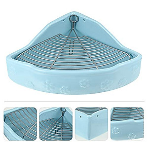 Balacoo Small Animal Litter Cage Ceramic Triangle Potty Trainer Corner Litter Ferret Litter Box Bedding Box Pet Pan for Rabbit Bunny Chinchilla Ferret Guinea Pig Hamster
