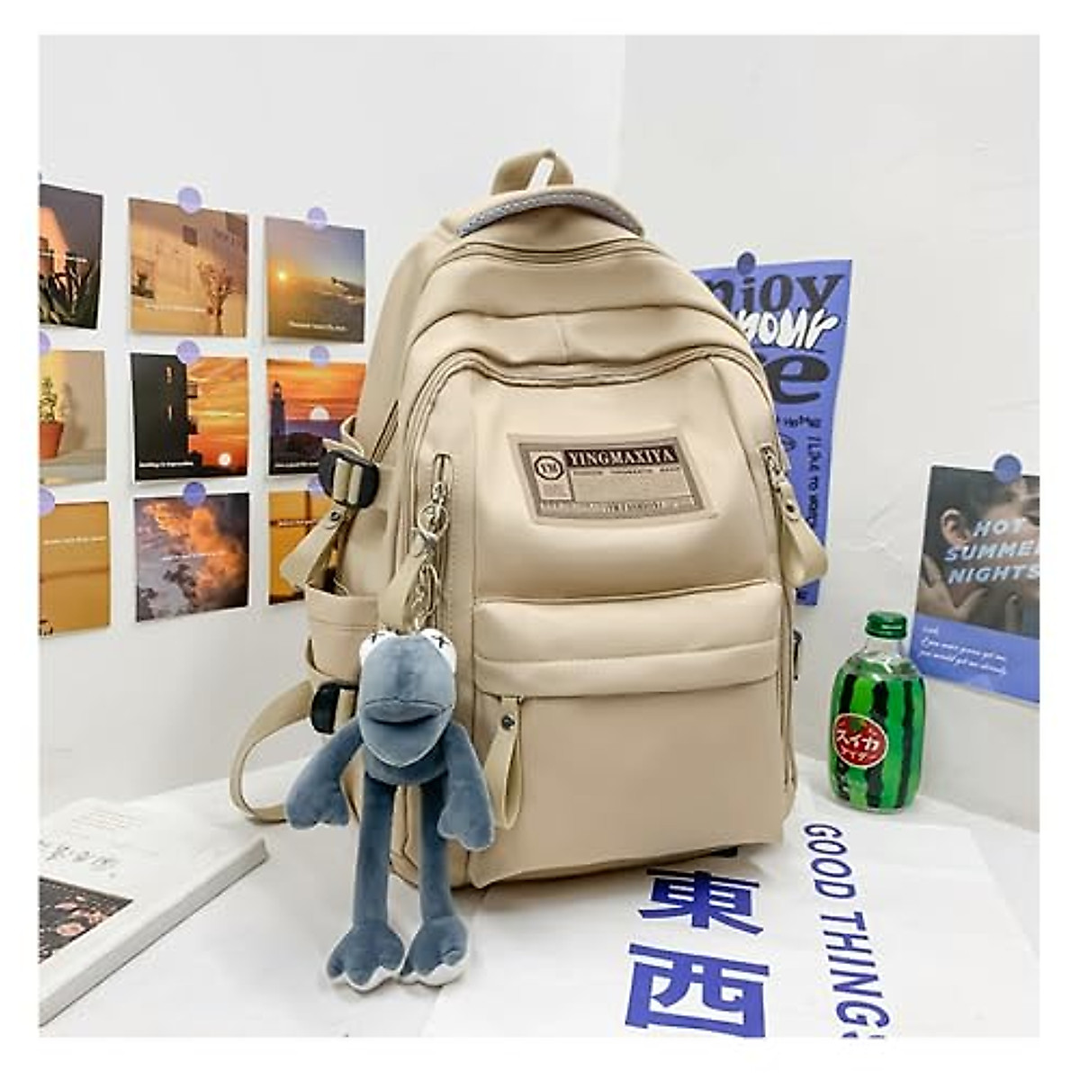 DUNBRI Large Capacity Backpack Waterproof Activity Backpack Women Laptop Backpack Men Fashion Gym Backpack Travel Bag (Khaki)