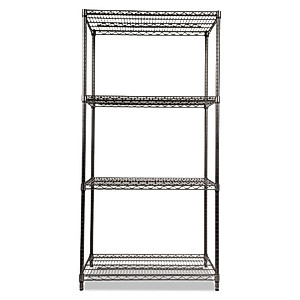 Alera ALESW503624BA Wire Shelving Starter Kit, Four-Shelf, 36w x 24d x 72h, Black Anthracite