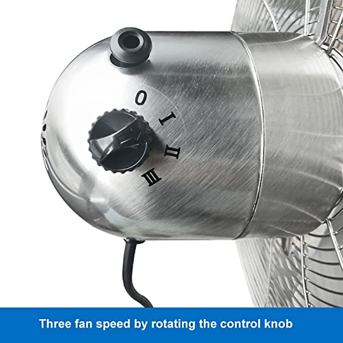 TinaMros 16'' Metal Pedestal Fan quiet, Standing Fan, High Velocity 3-Speed and Adjustable Height for Bedroom, Living Room, shop, Home, Office & College Dorm (Brushed Nickel)