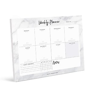 Bliss Collections Weekly Planner, Marble, Undated Tear-Off Sheets Notepad Includes Calendar, Organizer, Scheduler for Goals, Tasks, Ideas, Notes and To Do Lists, 8.5"x11" (50 Sheets)