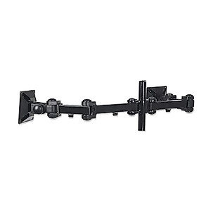 Manhattan Dual Monitor Stand Mount with Double-Link Swing Arms - Supports Two 13 in to 24 Inch Computer Screens up to 13 lbs., 180 Tilt / 180 Rotation, Clamp Mounting, Black - 420808