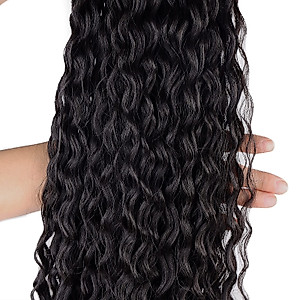 30inch Long Corn Curly Wave Drawstring Ponytail Synthetic High Puff Hair Pieces With Comb Black Wavy Clip in Extensions (1B)