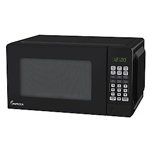 Impecca Countertop Microwave Oven w/ 10 Power Levels, Child Lock, LED Lighting, 700Watt & 0.7 Cu. Ft., Convenient Cooking Controls and Touch Pad Panel, Black Color