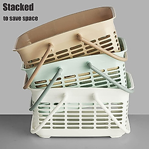 ALINK Plastic Shower Caddy Basket with Handle, Portable Organizer Storage Basket for College Dorm, Bathroom, Kitchen - Pink