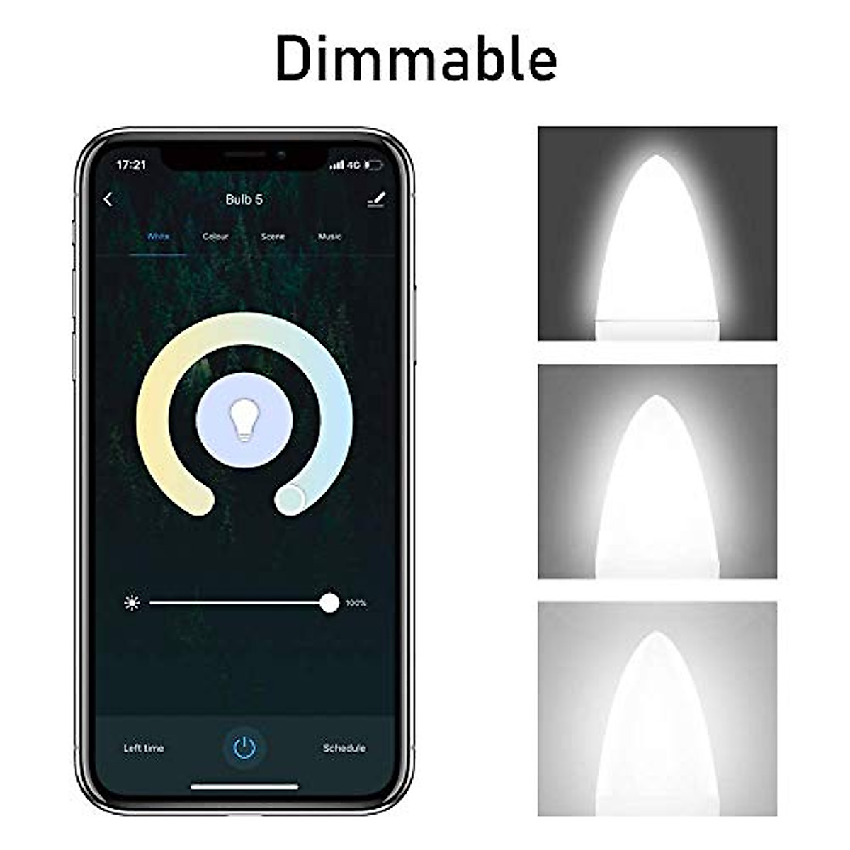 DOGAIN LED Candelabra Bulbs E12 Base, Color Changing and Dimmable Smart Light Bulb, Compatible with Alexa Google Home, Tunable White Chandelier Light Bulbs 320 lm 35w Equivalent, 3 Pack