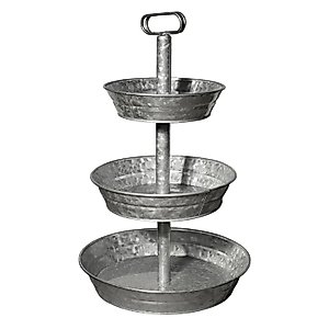 3 Tiered Serving – Galvanized Metal Tray – Balanced Structure – Multipurpose Decorative Tray by Sheff Store (3 Tier)