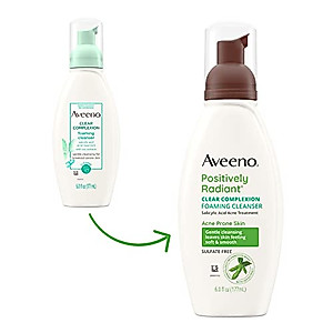 Aveeno Clear Complexion Foaming Oil-Free Facial Cleanser with Soy Extract & 0.5% Salicylic Acid, Acne Treatment Face Wash for Acne-Prone Skin, Sulfate-Free & Hypoallergenic, 6 fl. oz