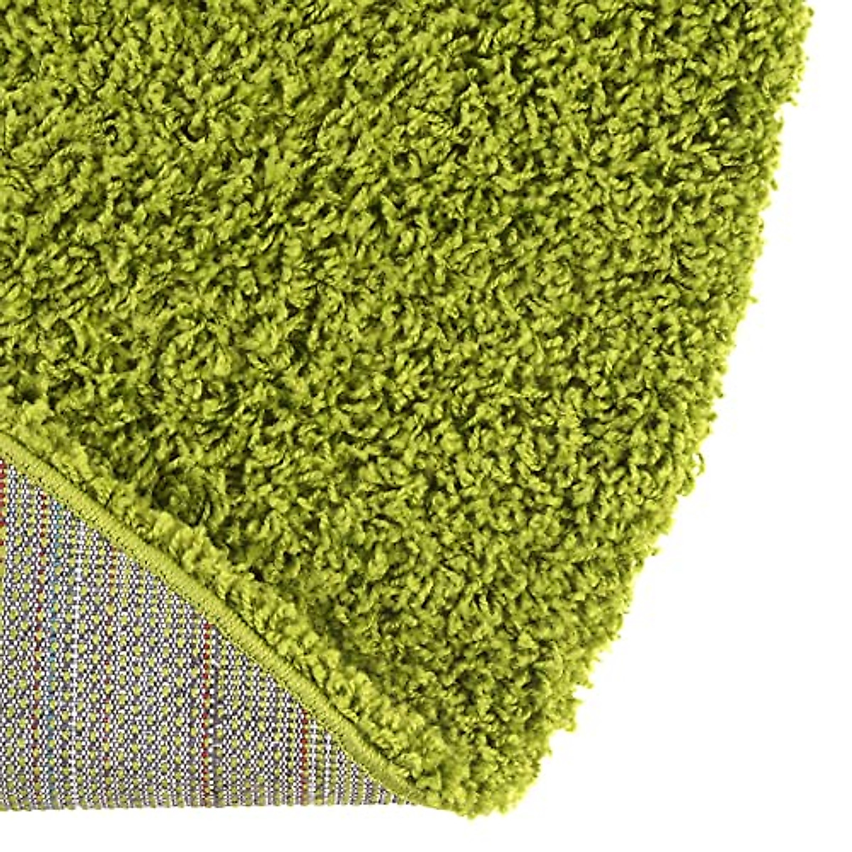 Rugs.com - Über Cozy Solid Shag Collection Rug – 3 Ft Round Grass Green Shag Rug Perfect for Kitchens, Dining Rooms