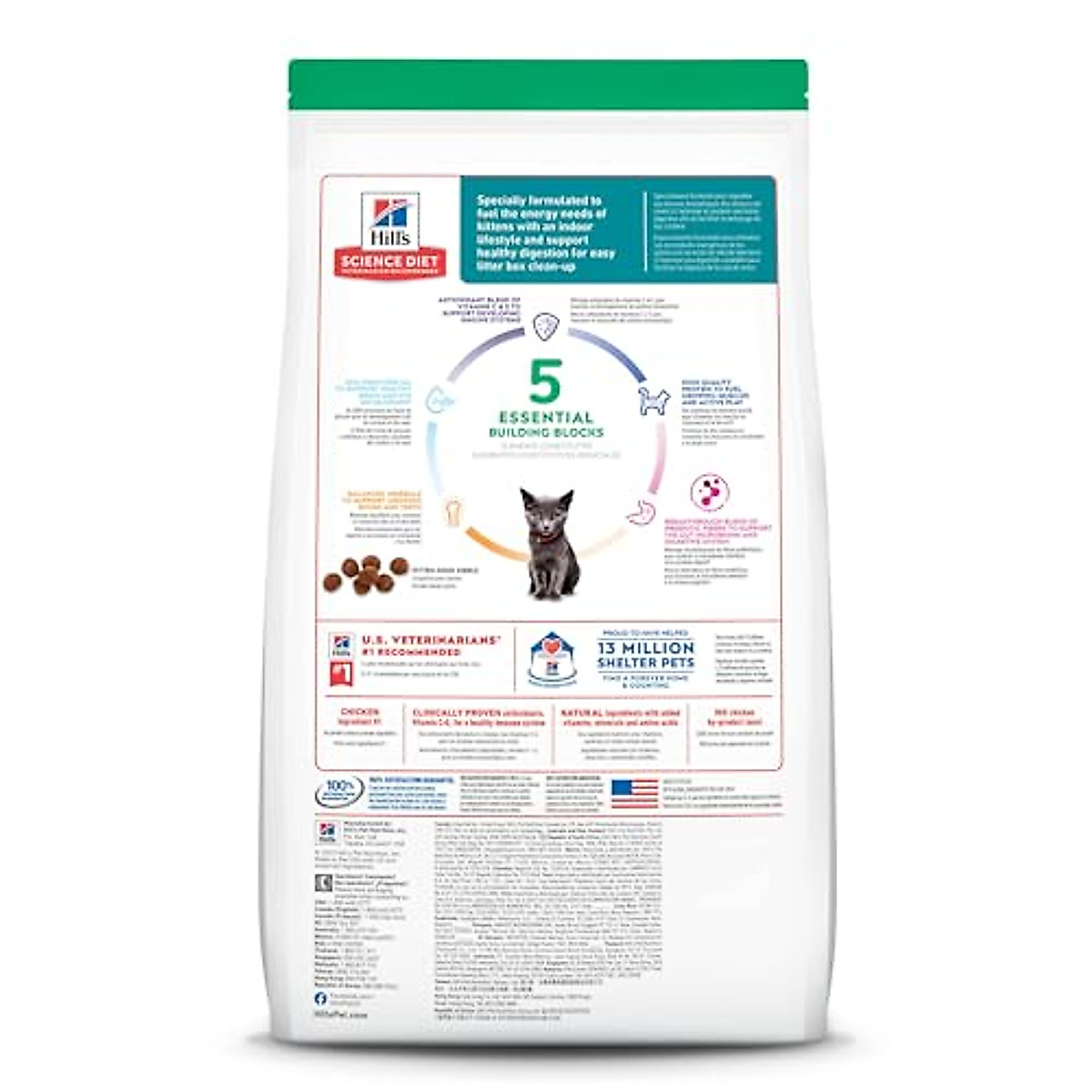 Hill's Science Diet Indoor, Kitten, Easy Litter Box Cleanup, Dry Cat Food, Chicken Recipe, 3.5 lb Bag