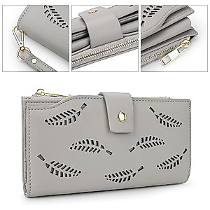 YALUXE Women's Leather Zipper Wallet RFID Blocking Multi Card Holder with Cellphone Pocket Large Capacity