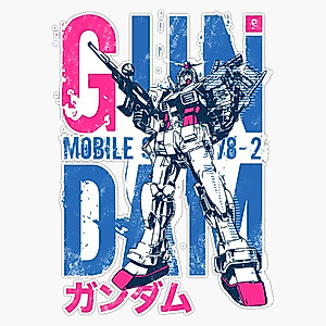 033 Gundam Fluo Blue Bumper Sticker Window Vinyl Decal 5"