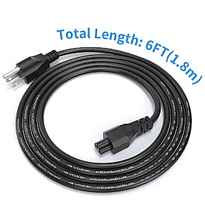 Mickey Mouse 6FT AC Power Cord Replacement for Epson WF-2830, WF-4740 & More, C5 to NEMA 5-15P, 1Pack