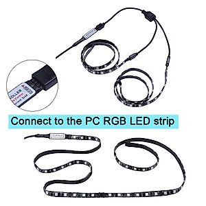 DS RGB Case Fans Controller Kit with 17Key Remote, Connect to DS RGB RAM Heatsink and DS PC RGB LED Strip (SATA Power Cable, O Series)