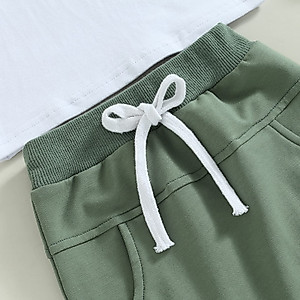 2PCS Infant Toddler Baby Boy St. Patrick 's Day Outfit Set Clover Letter Printed Short Sleeve T-Shirt Tops and Jogger Pants Set (White+Green, 6-12 Months)