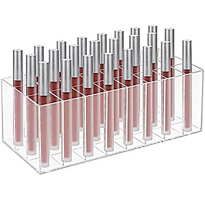 Hedume 2 Pack Lip Gloss Holder Organizer, 24 Spaces Acrylic Lip Gloss Organizer & Beauty Makeup Holder, Lipgloss Display Case for Tall Lip Gloss / Lipstick Products