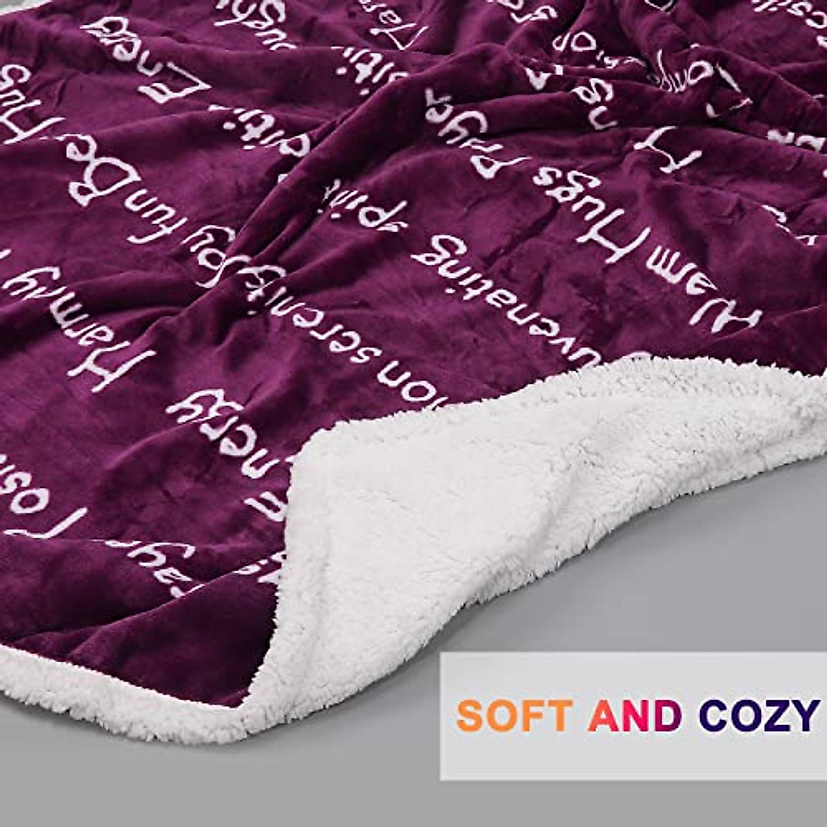 LONGTM Healing Positive Blanket, Gift for People Need Hug Strength Company - Purple 50 x 60 Inch