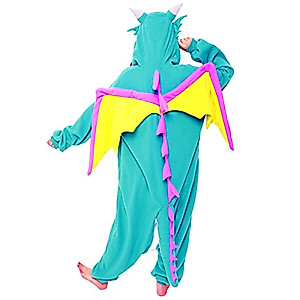 SAZAC Dragon Kigurumi - Onesie Jumpsuit Halloween Costume (Blue)