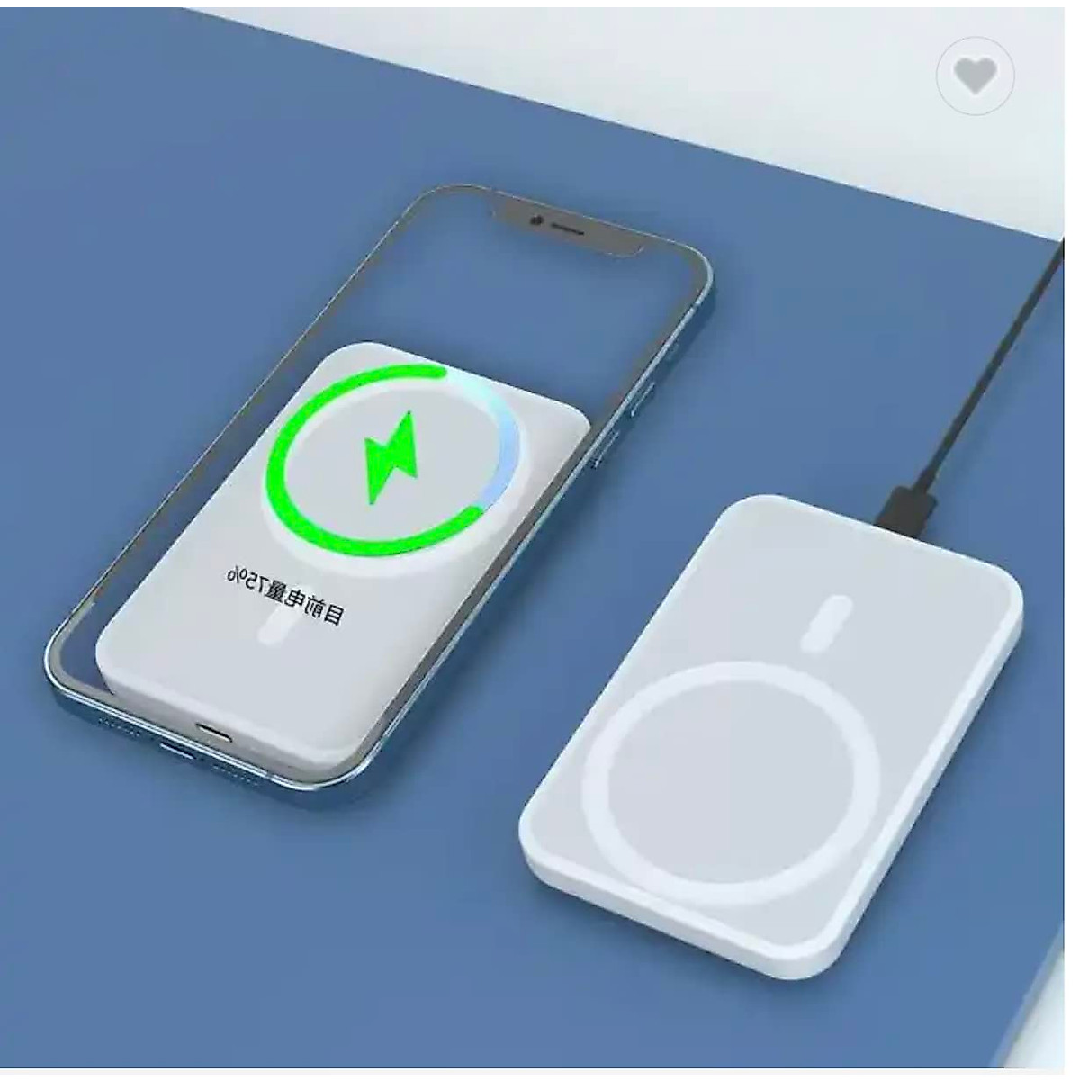 Magnetic Wireless Charging Portable Power Bank, Small and Light Charger 5000mAh Backup Battery Pack Compatible for iPhone (Includes Charging Adapter)