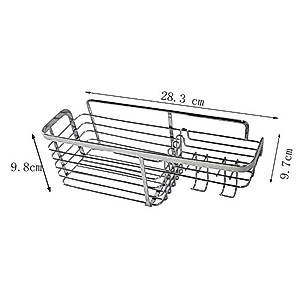 IRDFWH Adhesive Bathroom Shelf Organizer Shower Caddy Kitchen Storage Rack Wall Mounted No Drilling Stainless Steel Wire Basket Hook