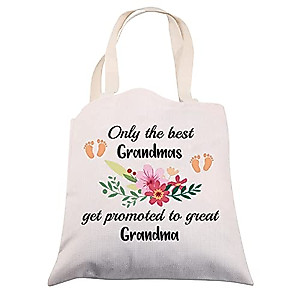 Grandma Canvas Tote Bag New Grandma Announcement Gifts Grandma Shoulder Bag Only The Best Grandmas Get Promoted to Great Grandma Shopping Bag