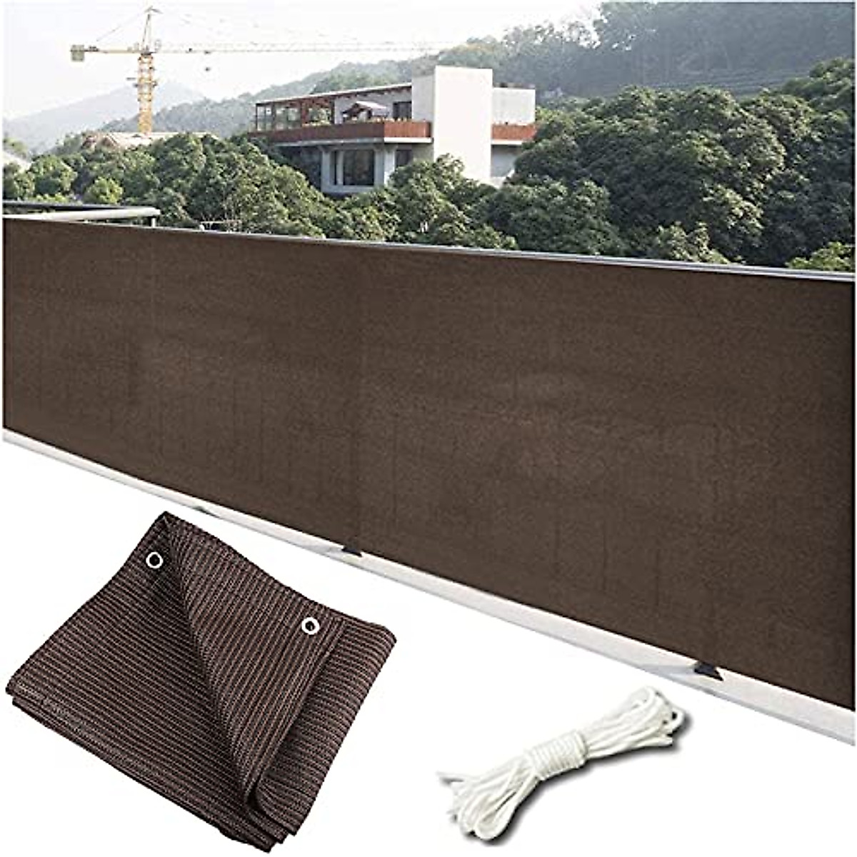 ALBN Balcony Privacy Screen Height 110cm/120cm Fence Windscreen HDPE Weather-Resistant for Outdoor, Backyard, Patio, Balcony Covering, with Eyelet (Color : Brown, Size : 110x550cm)