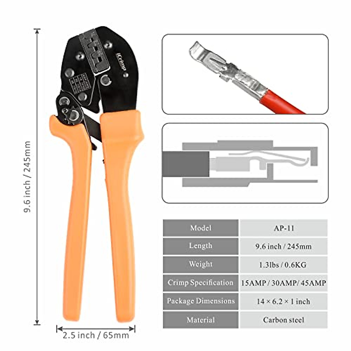 iCrimp Wire Crimping Tool for 15, 30 and 45 Amp Contacts DC Power Connector Modular Power Connector Kit