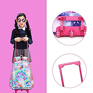 CAMTOP 18 Inch Rolling Backpack Girls Travel Roller Bag with Wheels Kids School Bags Wheeled Luggage Backpack (Tie Dye)