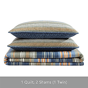 Eddie Bauer - Queen Quilt Set, Reversible Cotton Bedding with Matching Shams, Home Decor for All Seasons (Yakima Green, Queen)